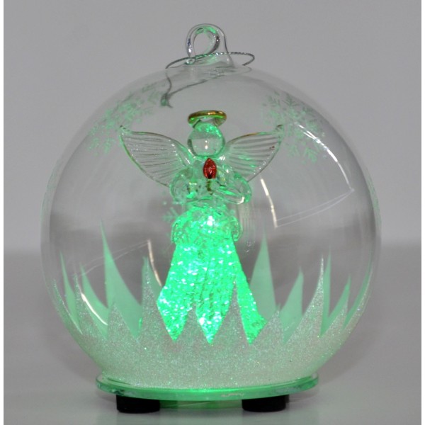 Angel glass light-up Christmas Bauble Ornament, By Arribas