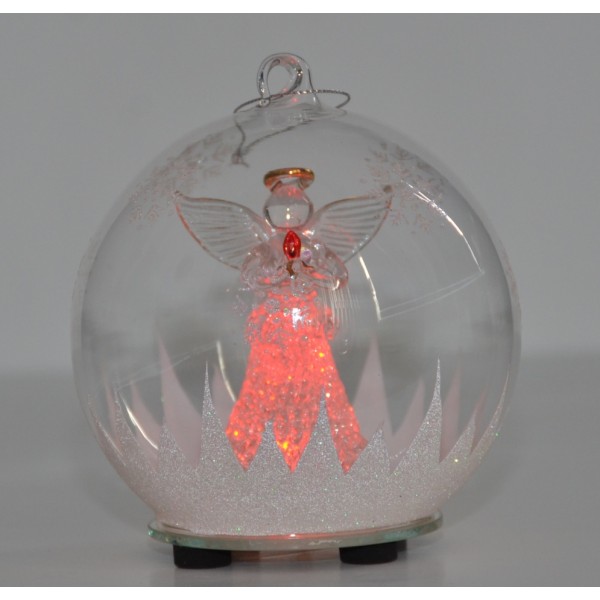 Angel glass light-up Christmas Bauble Ornament, By Arribas